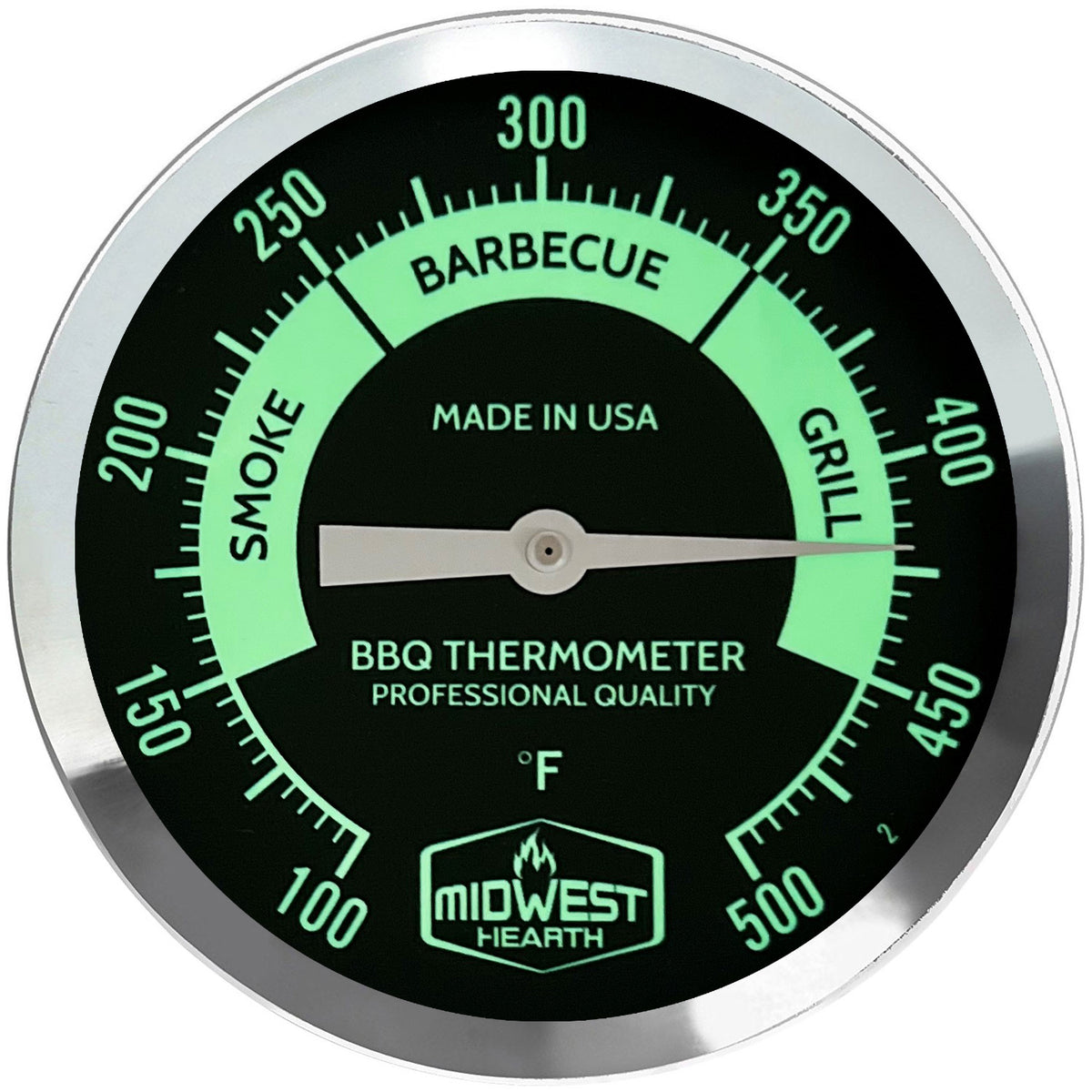 BBQ Smoker Thermometer - 3" Black and Glow Dial – Midwest Hearth